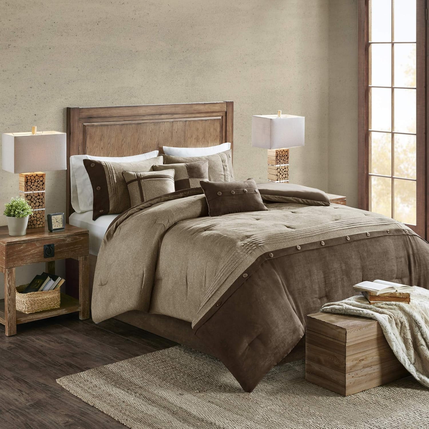 Boone Cozy Comforter Set, Faux Suede, Deluxe Hotel Styling Season Down ...