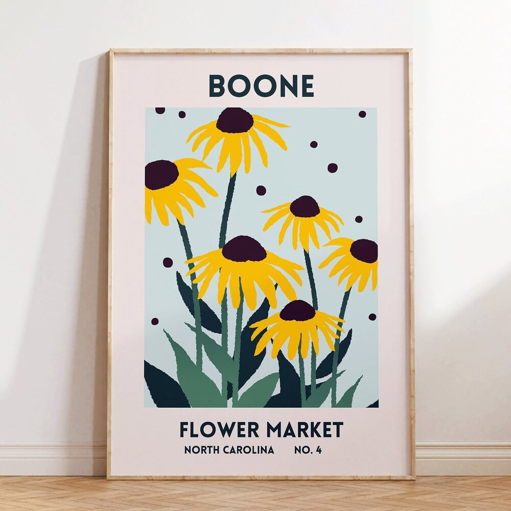Boone North Carolina Print Boone Nc Art Boone Poster Boon Nc Flower ...
