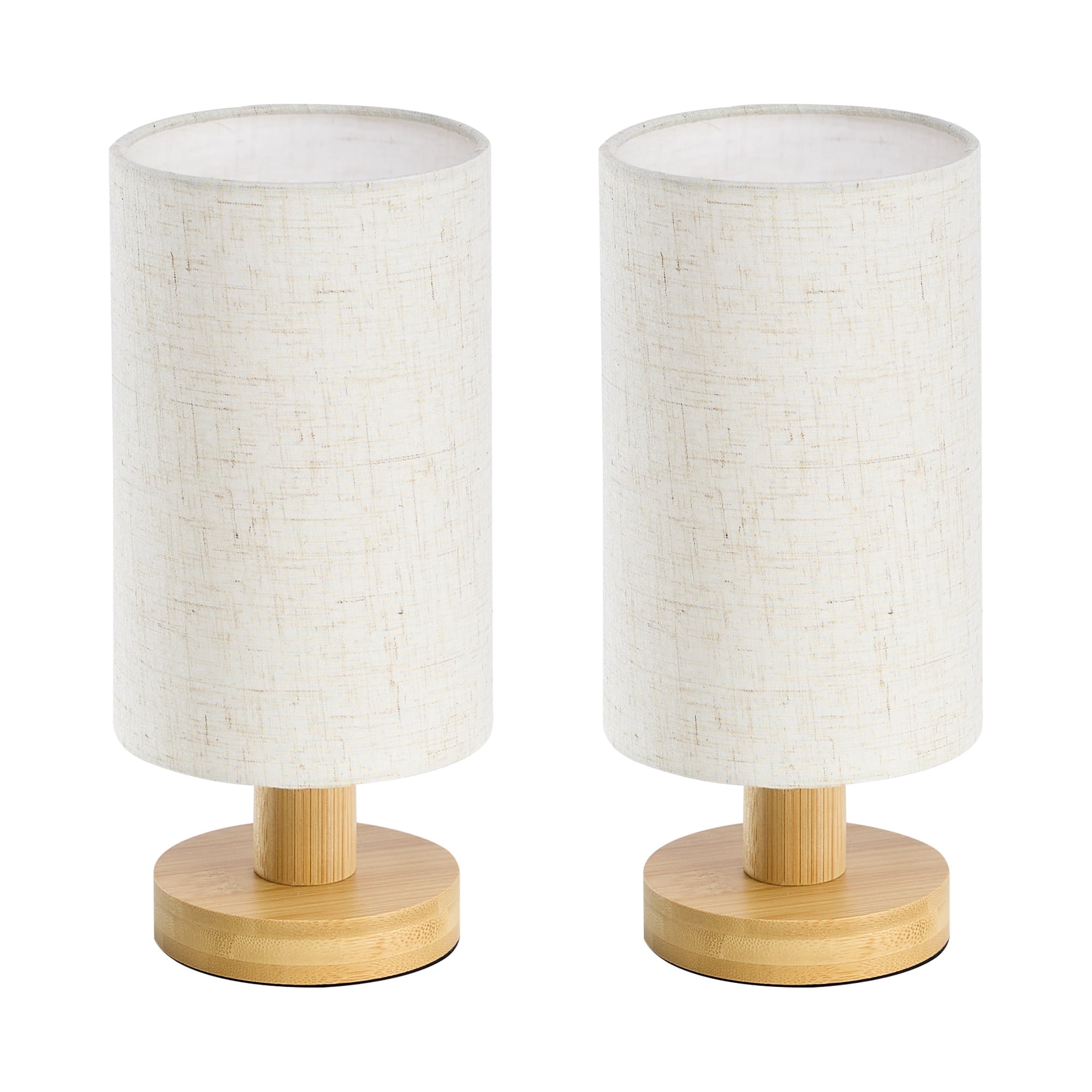 Booniture Set of 2 Small Bedside Table Lamp,Minimalist Bamboo Base and ...