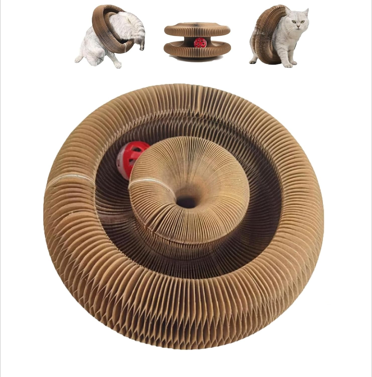 Boopz Ball for Cats, Kitty Curls Cat Scratcher, Foldable Cat Accordion ...
