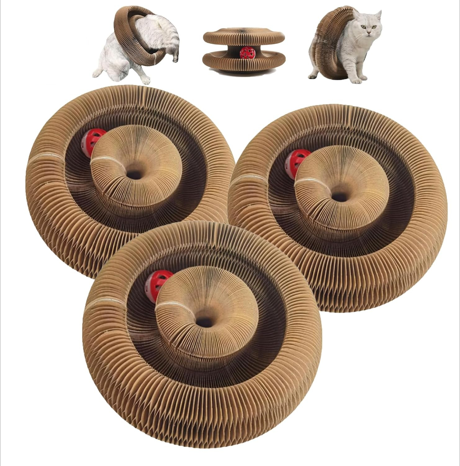Boopz Ball for Cats, Kitty Curls Cat Scratcher, Foldable Cat Accordion ...