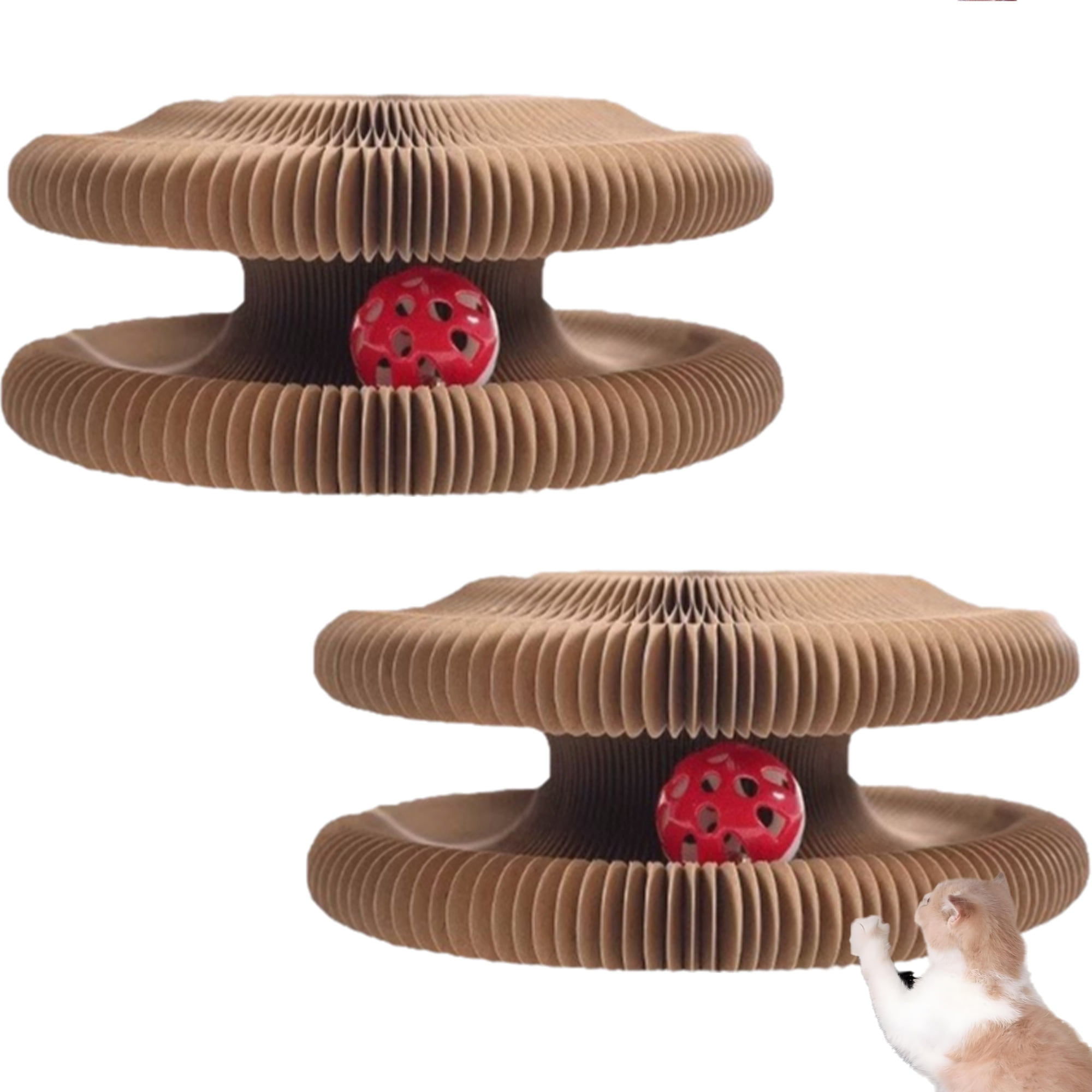 Boopz Ball for Cats, Kitty Curls Cat Scratcher, Foldable Cat Accordion ...