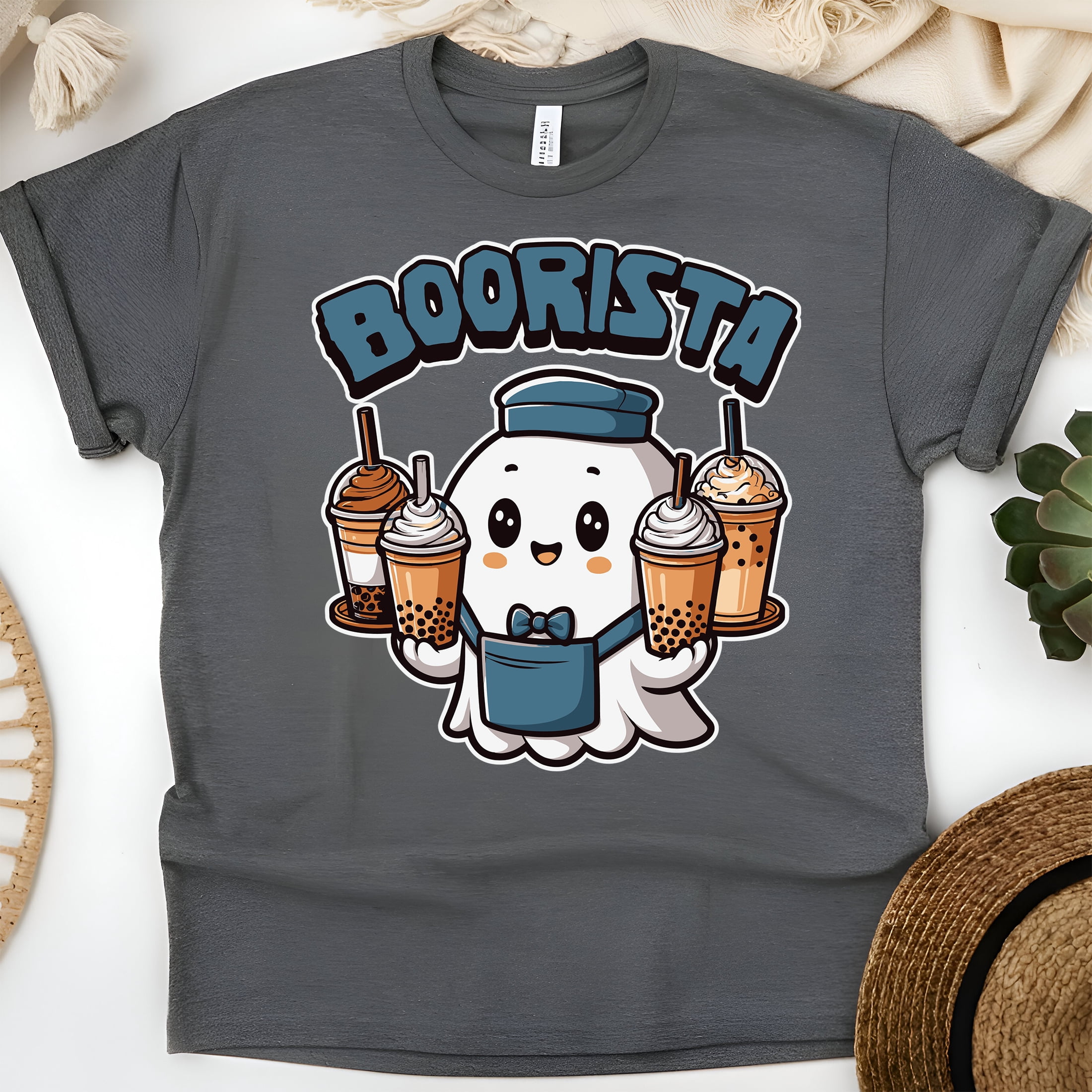 Boorista Shirt – Cute Ghost Halloween Coffee Barista T-Shirt, Dark ...