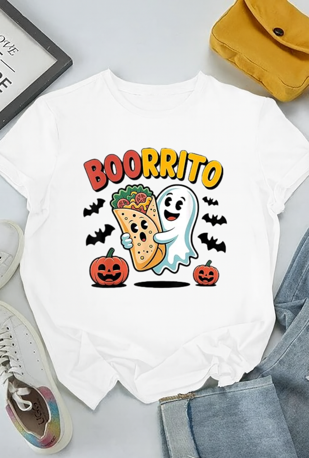 Boorito Funny Halloween Ghost Burrito Mexican Food Unisex T-Shirt, up ...