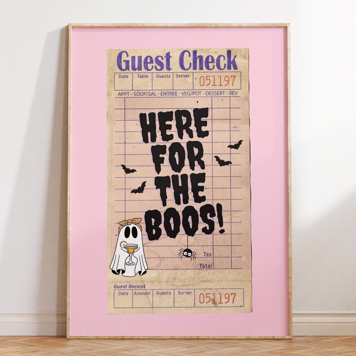 Here For The Boos Art Print, Trendy Guest Check Poster, Pastel Wall ...