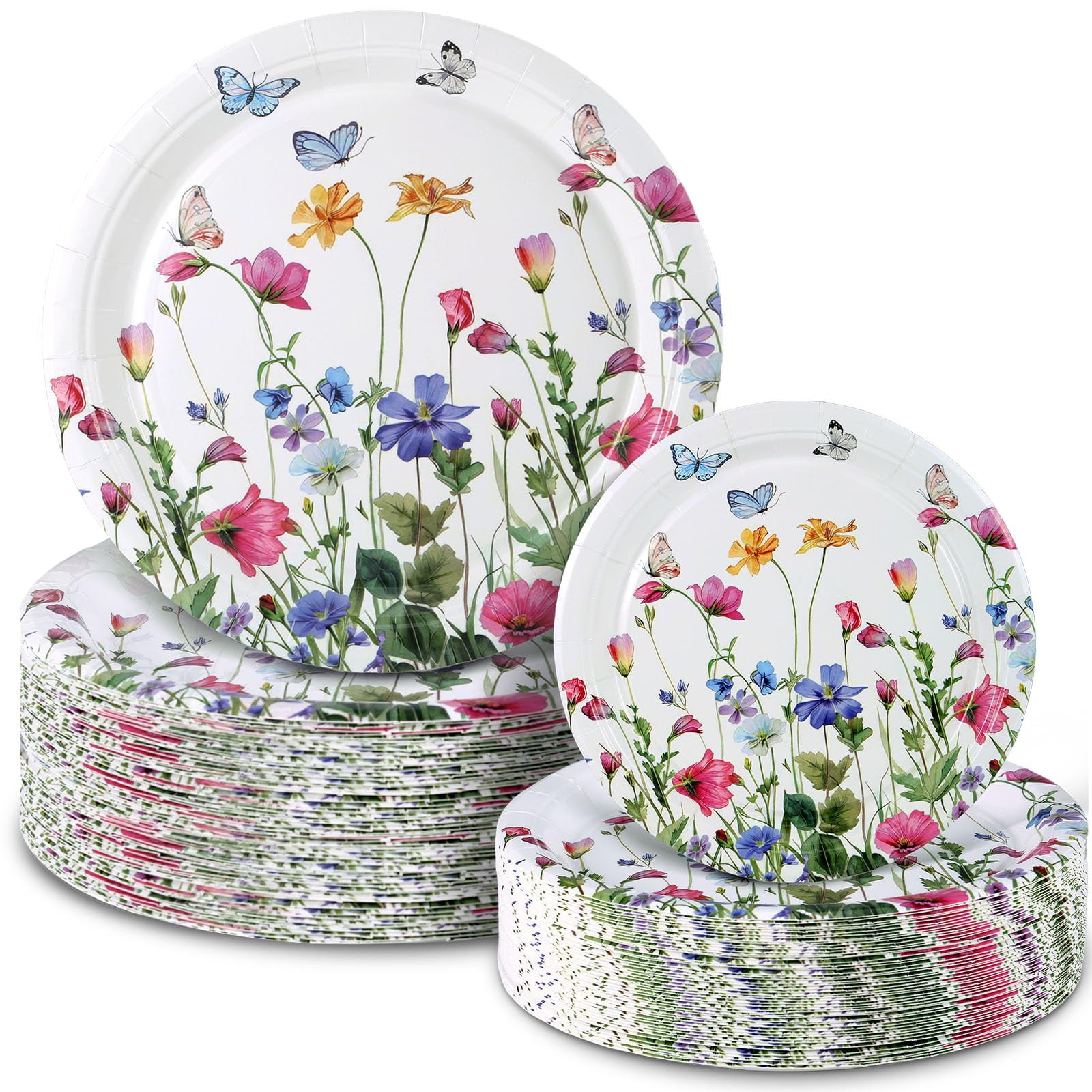 Booson 100 Shower Dinner Picnic Tableware C3 Pcs Floral Paper Plates 9 ...