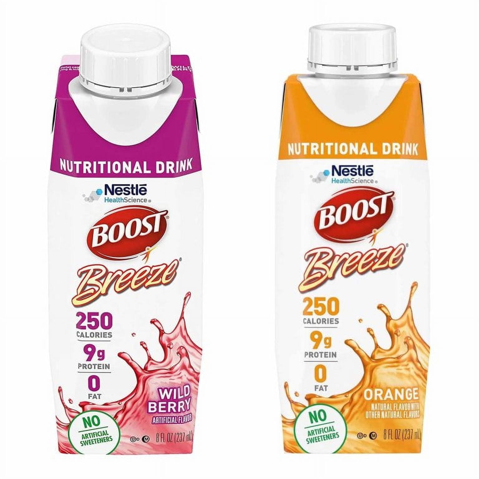 Boost Breeze Nutritional Drink, 2-Variety Case, Wildberry and Orange ...