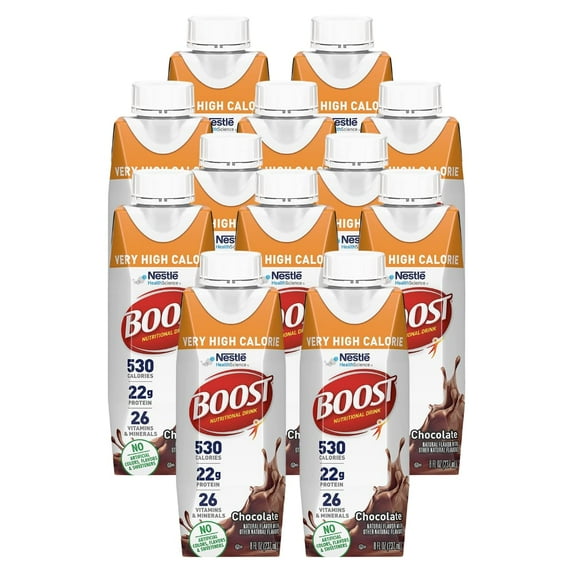 BOOST Chocolate Nutritional Drink, 530 Calories, 22g Protein, 8 fl oz ...