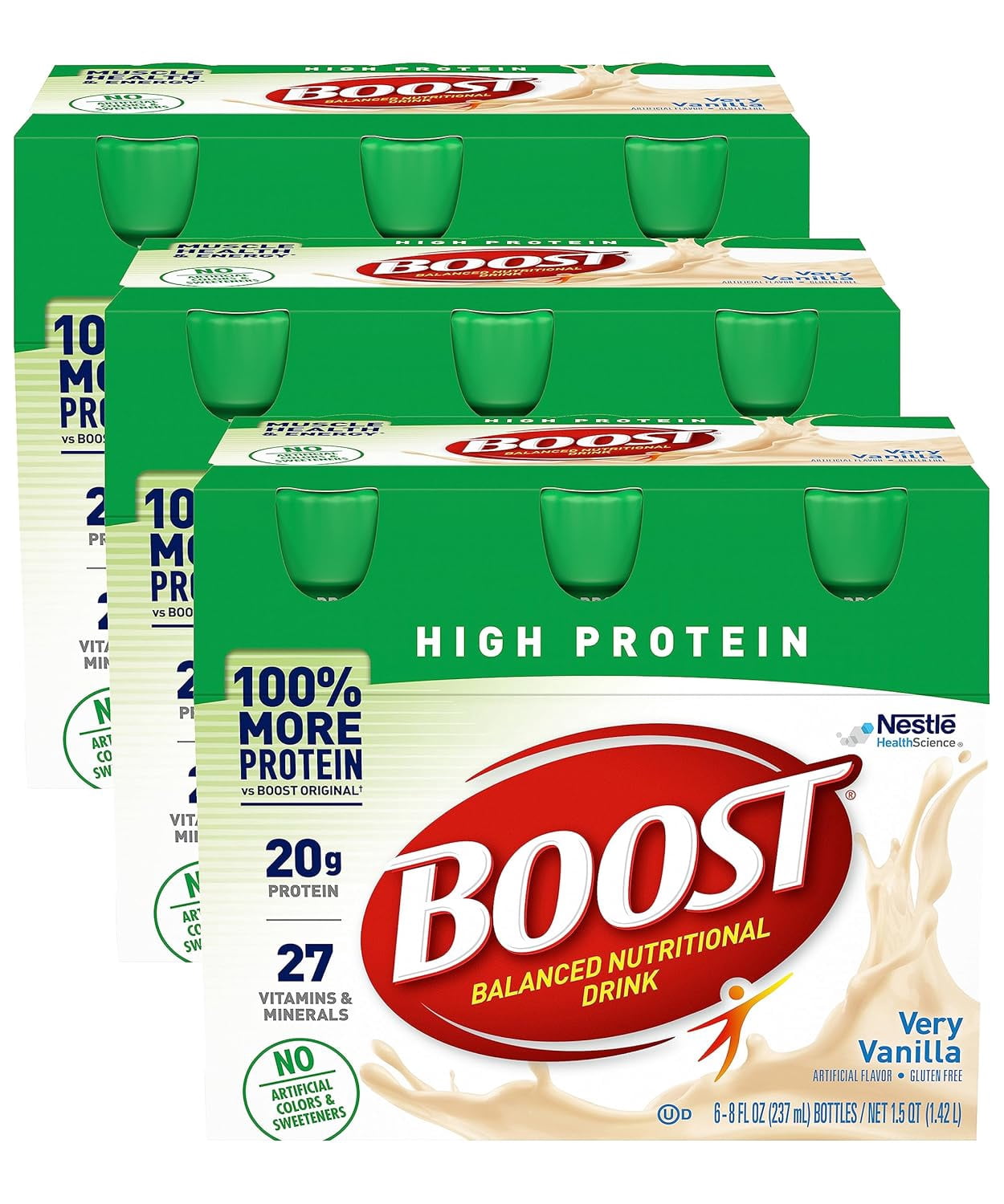 Boost High Protein Complete Nutritional Drink, Very Vanilla, 8 oz (Pack ...