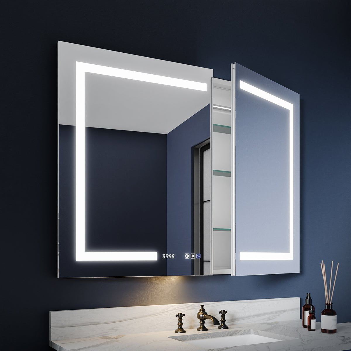 "Boost-M2 44"" W x 32"" H LED Light Bathroom Medicine Cabinet with ...