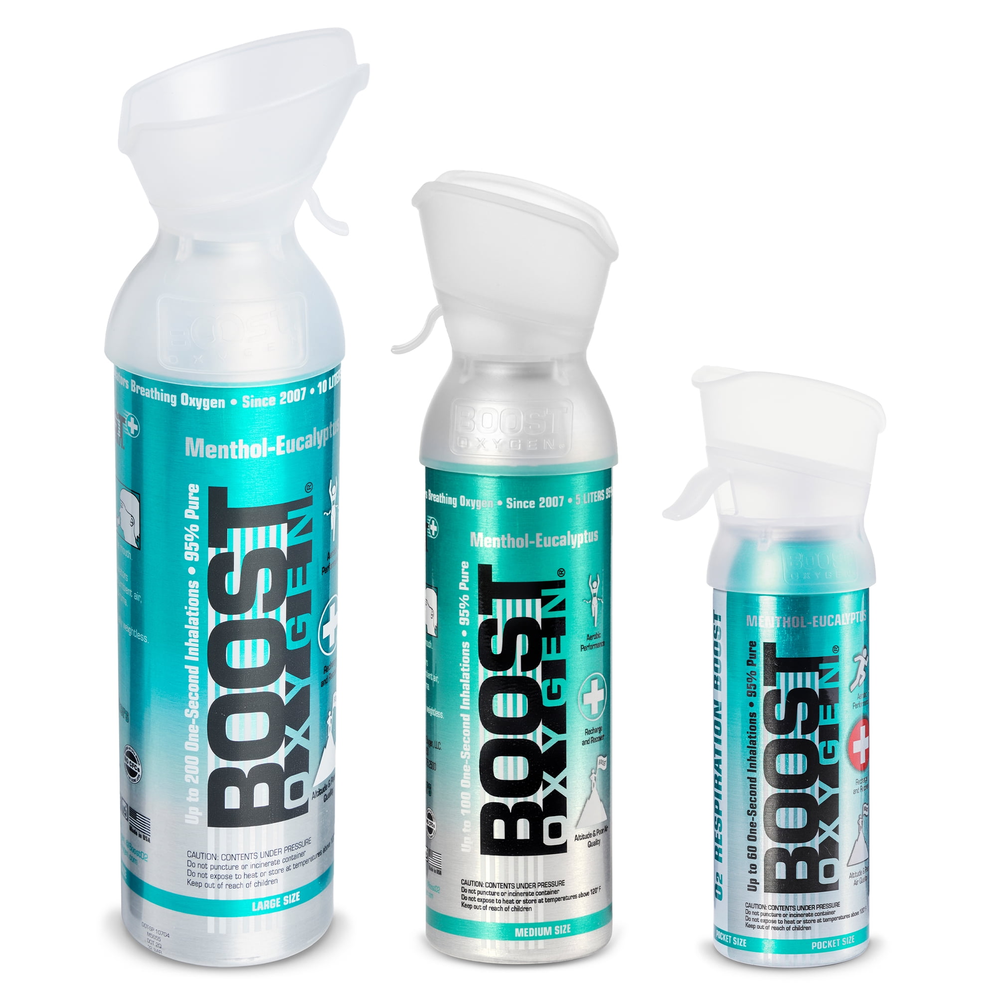 Boost Oxygen 3 Liter Pocket Sized Canister w/ 5 Liter and 10 Liter Cans ...