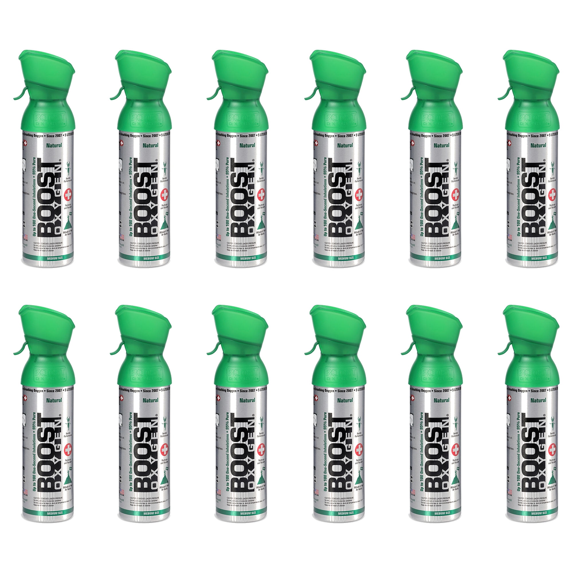 Boost Oxygen 5 Liter Canned Oxygen Bottle w/Mouthpiece, Natural (12 ...
