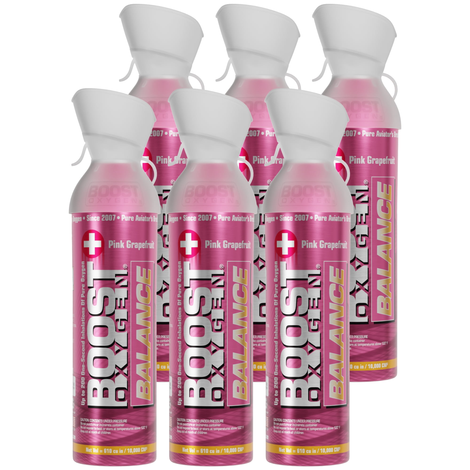 Boost Oxygen, Portable Canned Oxygen, Pink Grapefruit, 10L, 6 Pack ...
