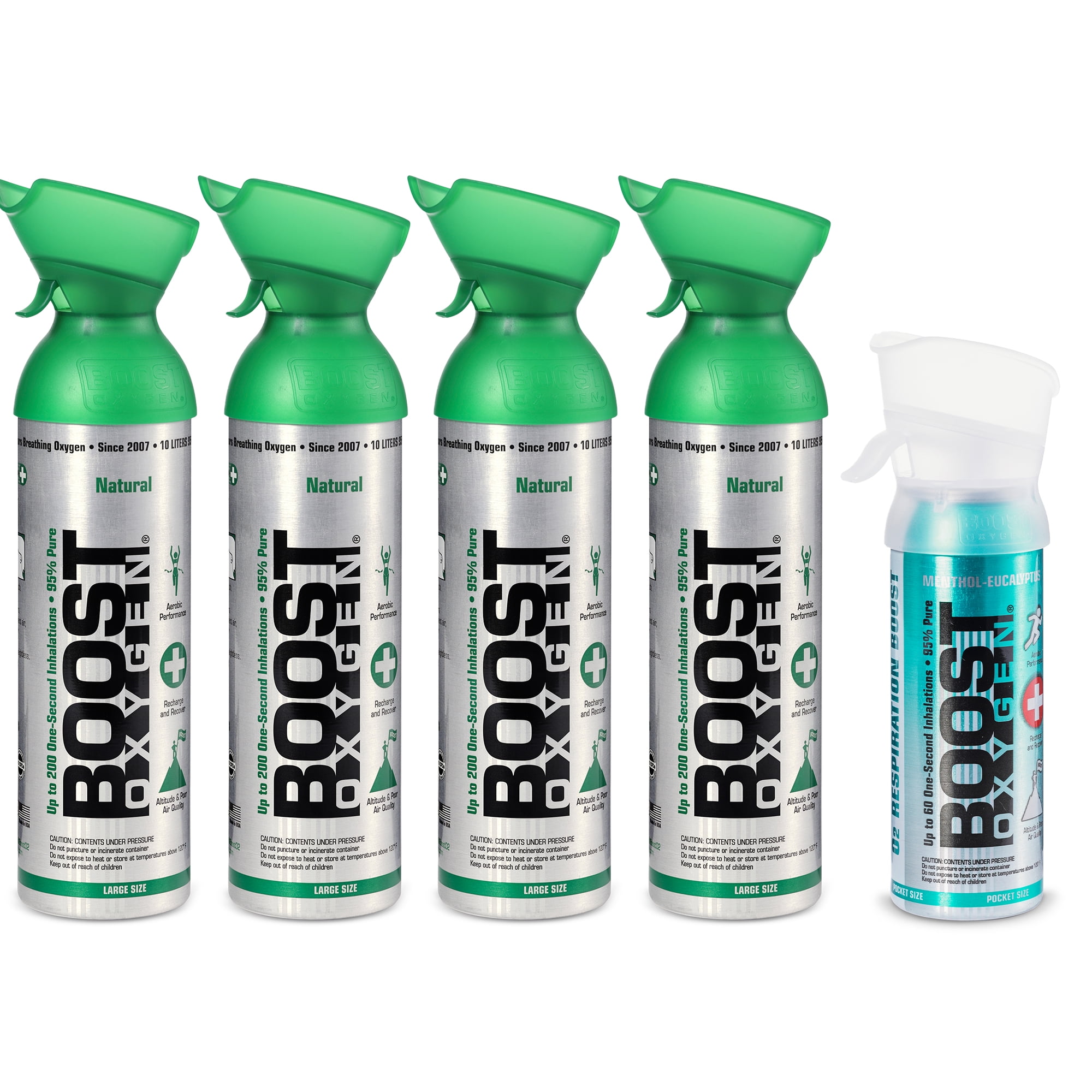 Boost Oxygen Natural 4 Pure Canned Oxygen Canisters w/ 1 Pocket Sized ...
