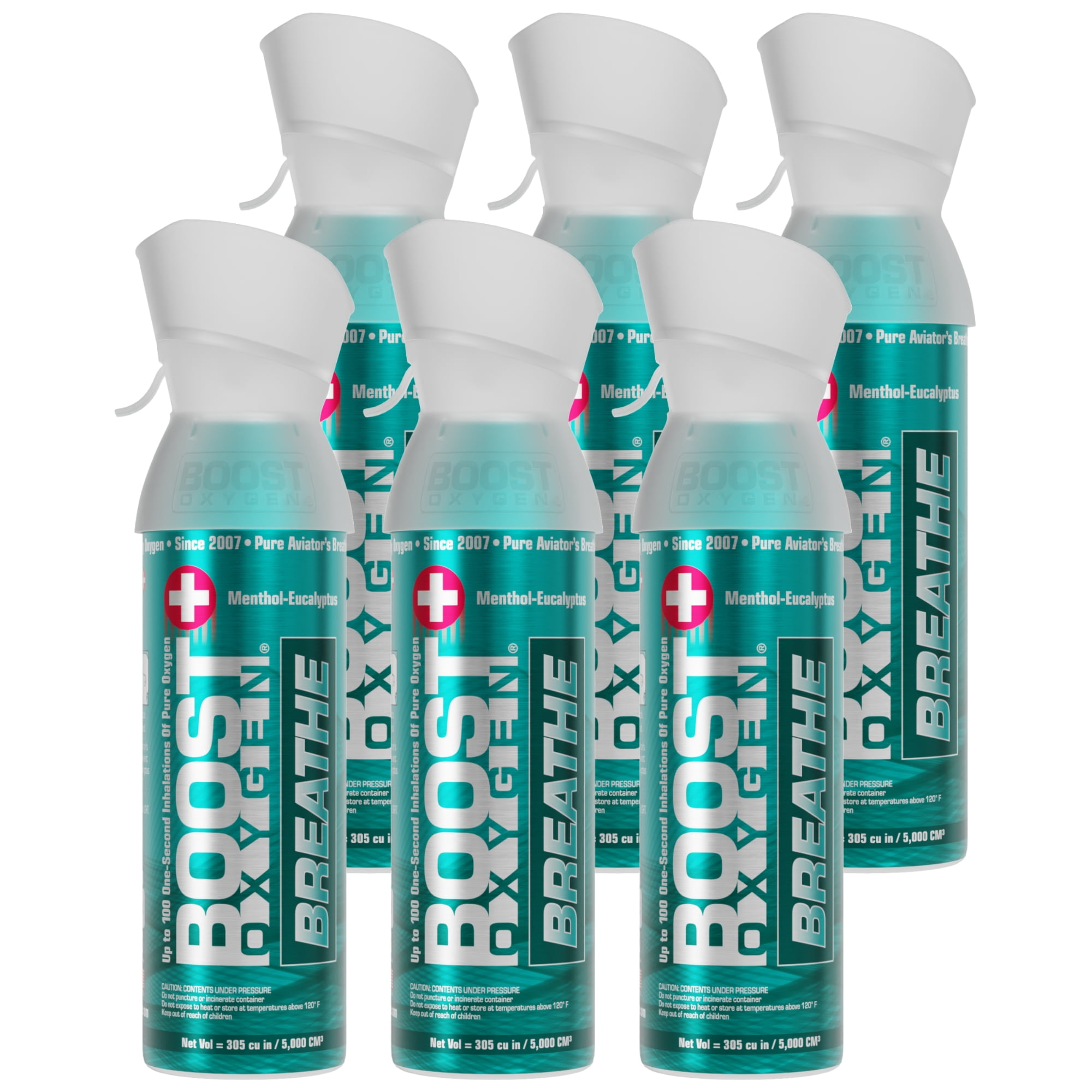 Boost Oxygen Natural Portable 5 L Pure Oxygen Canister, Menthol (6 Pack ...