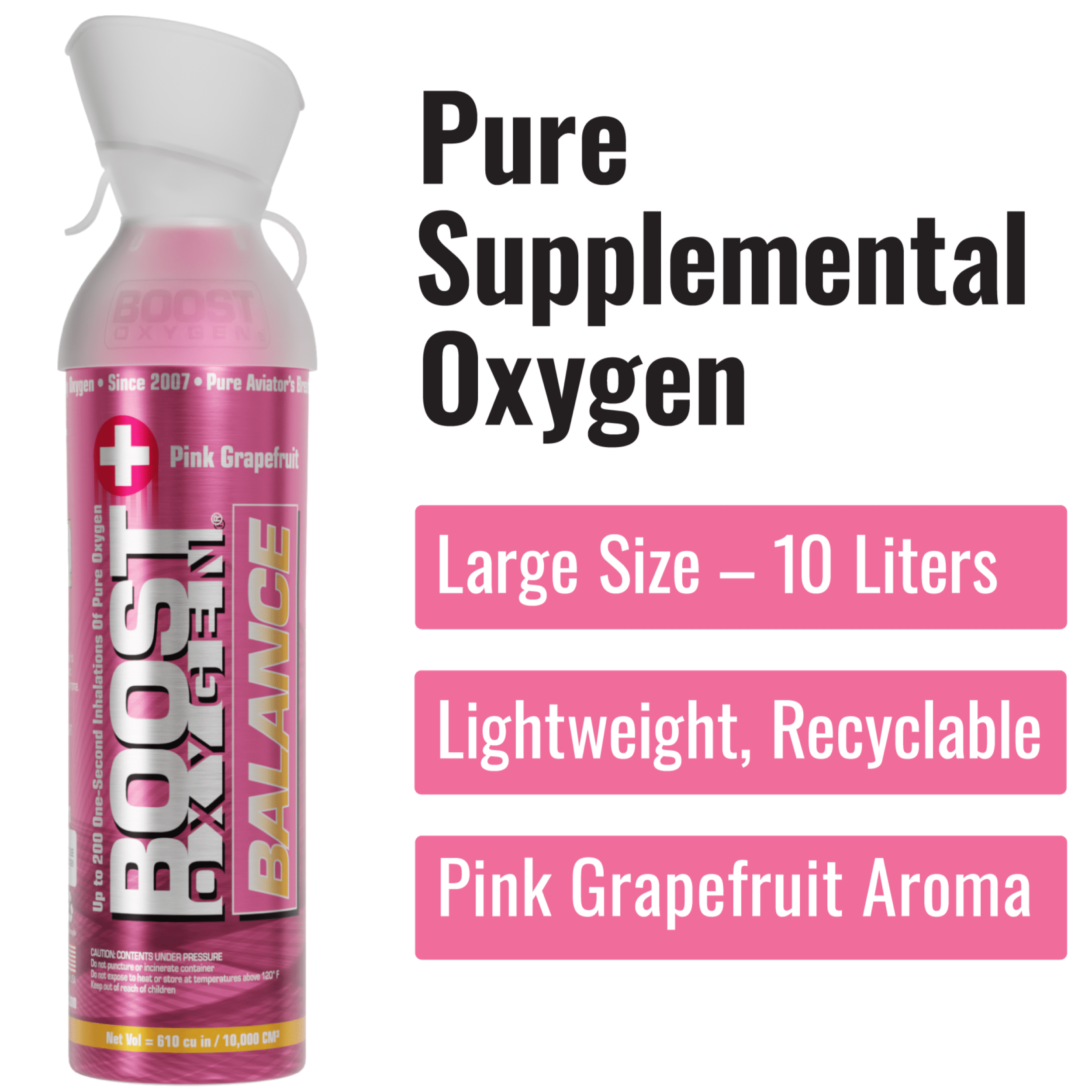 Boost Oxygen Portable Canned Oxygen, Pink Grapefruit, 10L - Walmart.com