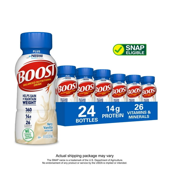 Boost Plus Ready to Drink Nutritional Drink, Very Vanilla, 24 Count (2 ...