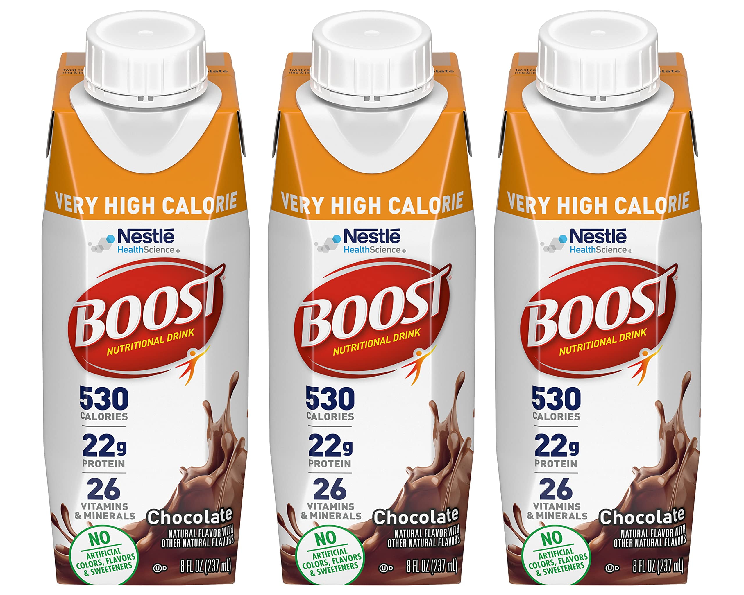 Boost Complete Very High Calorie Nutritional Drink, High Protein, Chocolate, 8 Fl Oz, Pack of 3 ...