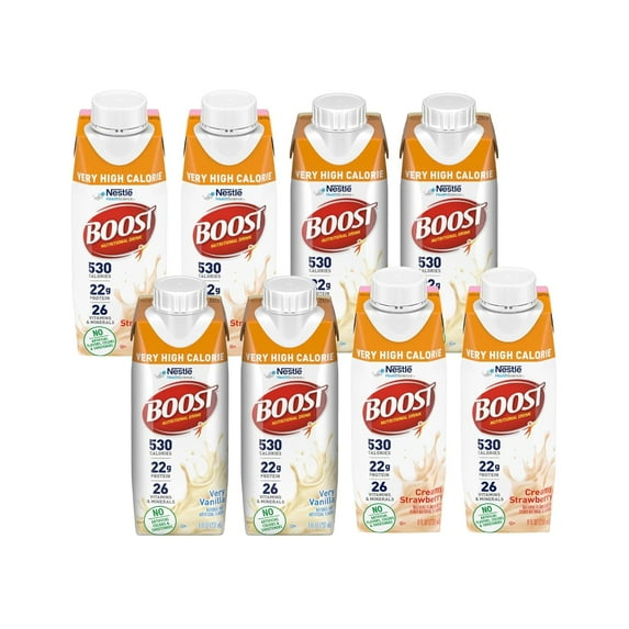 Boost Very High Calorie Nutritional Drink Variety Pack, 4 Vanilla, 4 ...
