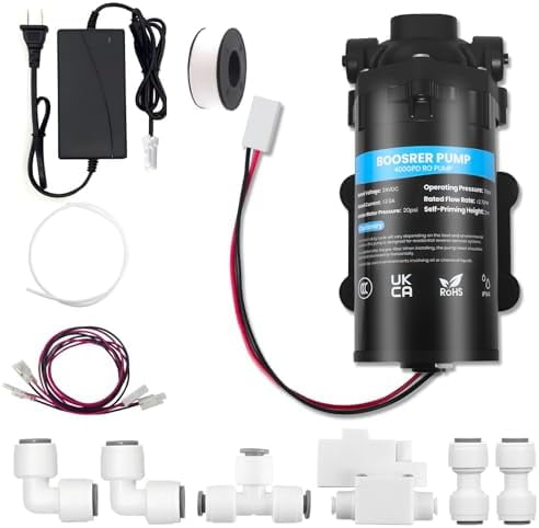 Booster Pump Kit for Water Filter 400 GPD, Suitable for Home RO Reverse ...