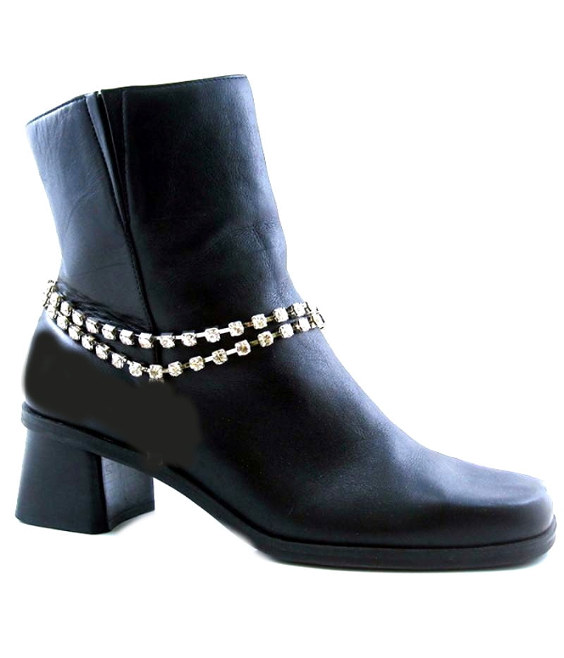 Boot Chain Anklet Jewelry Two Strands of Big Rhinestones Adjustable ...
