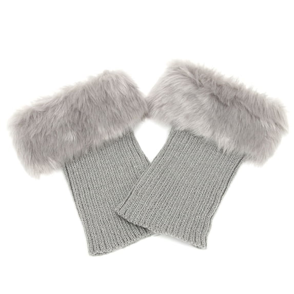 Boot Cover Knitted Wool Warm Turn-over Faux Fur Socks Short Leg Foot ...