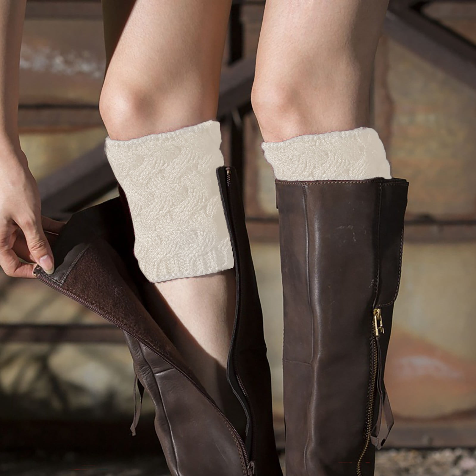 Boot Cuffs, Knitted Leg Warmers, Short Thick Cable Knit Socks, Sock ...