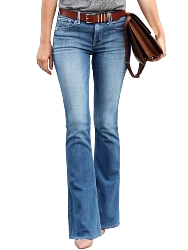 Boot Cut Jeans for Women Mid Waist Tummy Control Trendy Flare Jeans ...