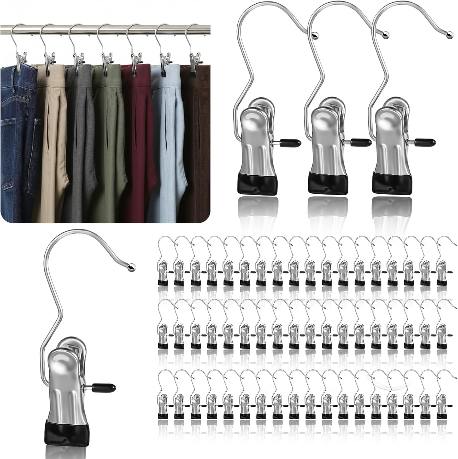 Boot Hangers Clips, 100 Pcs Laundry Hooks with Clips Stainless Steel ...