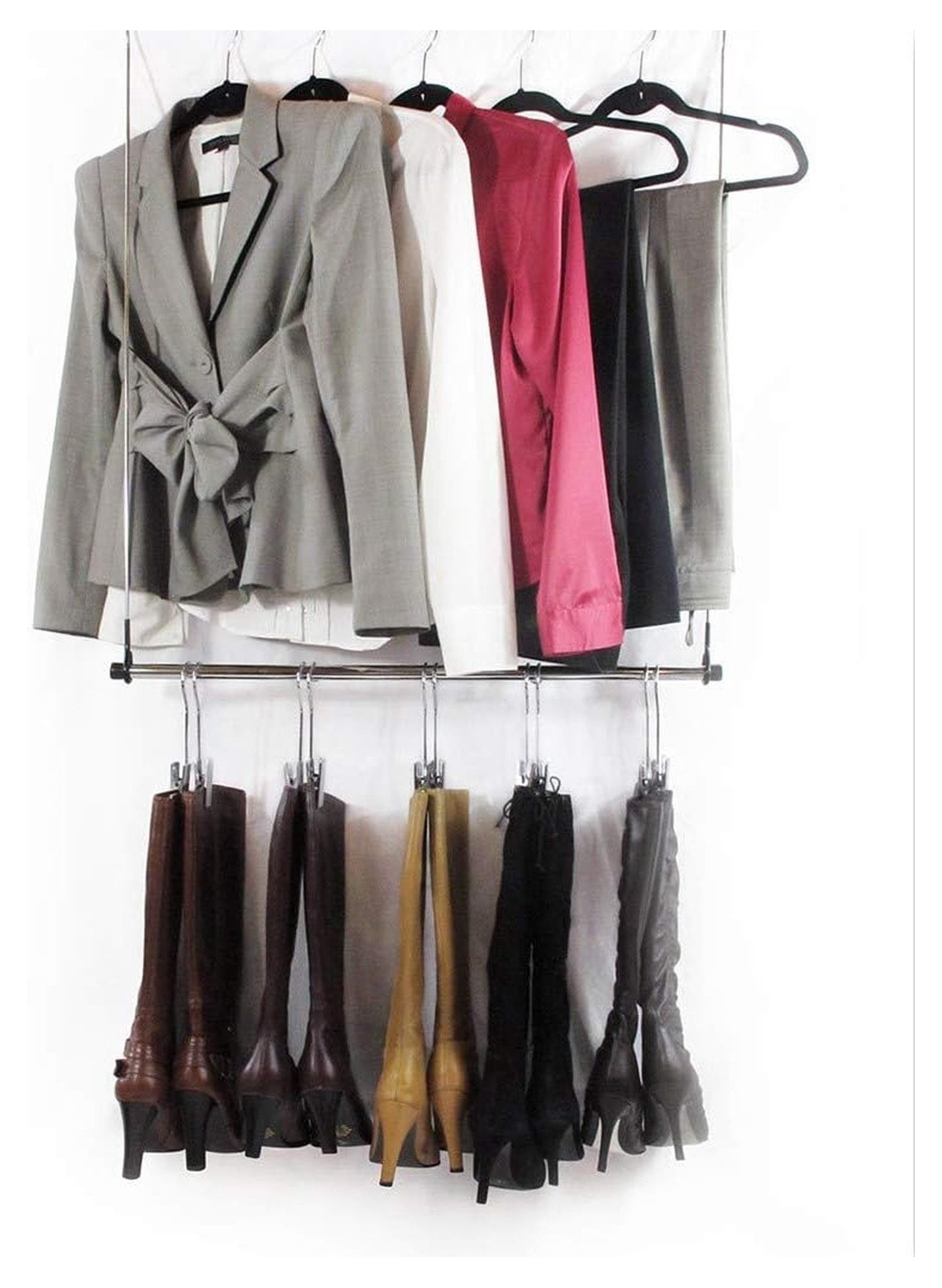 Boot Organizer: Hanging Boot Rack Doubles Closet Rod Space and Stores ...