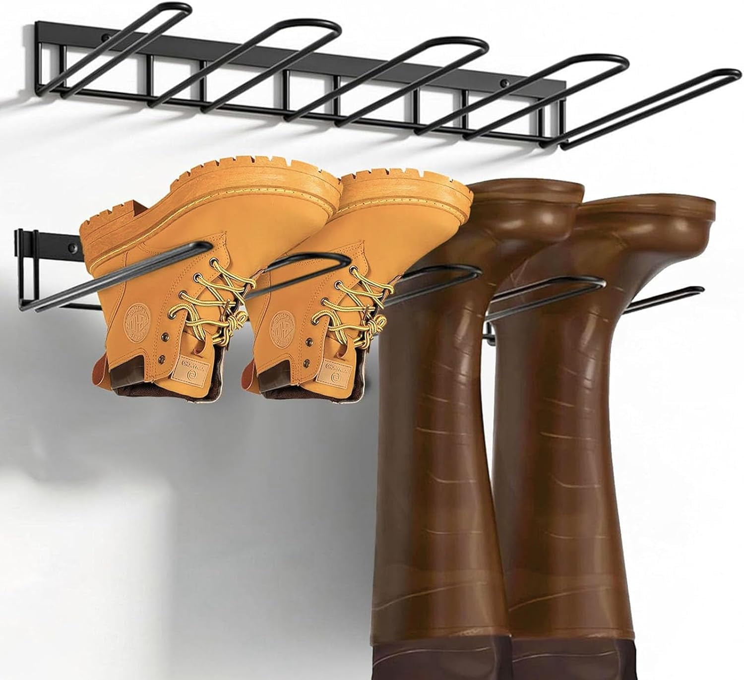 Boot Rack - 4-Pair Wader Hangers Wall Mount Sturdy Metal Cowboy Boot ...