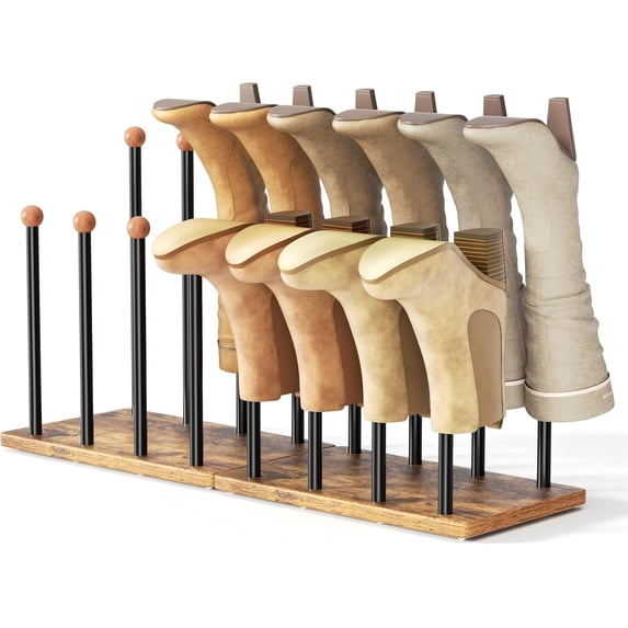 Boot Rack 8-Pair Cedar Ball End Boot Rack Shoe Organizer Free standing ...