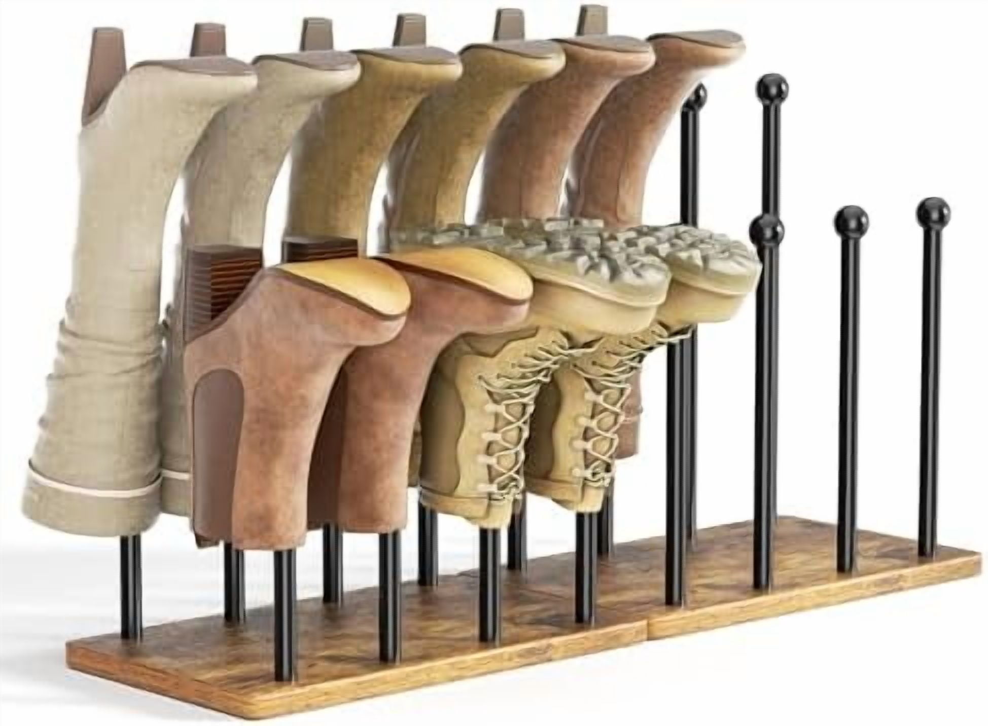 Boot Rack 8-Pair Shoe Organizer Tall 16.4'' Free Standing Shoes Holder ...