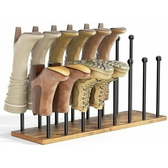 Boot Rack 8-Pair Shoe Organizer Tall 16.4'' Free Standing Shoes Holder ...