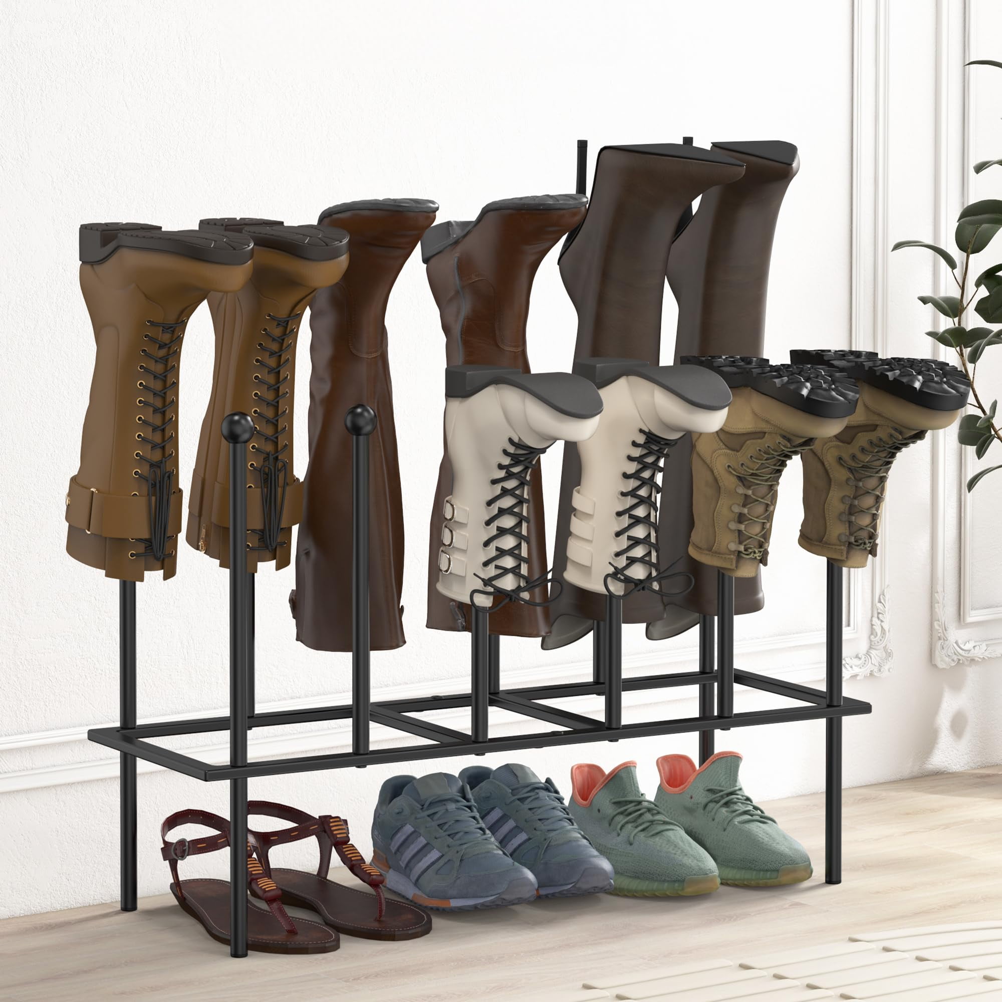 Boot Rack Free Standing Shoe Racks Shoe Storage Fit for 6 Pairs Boots ...