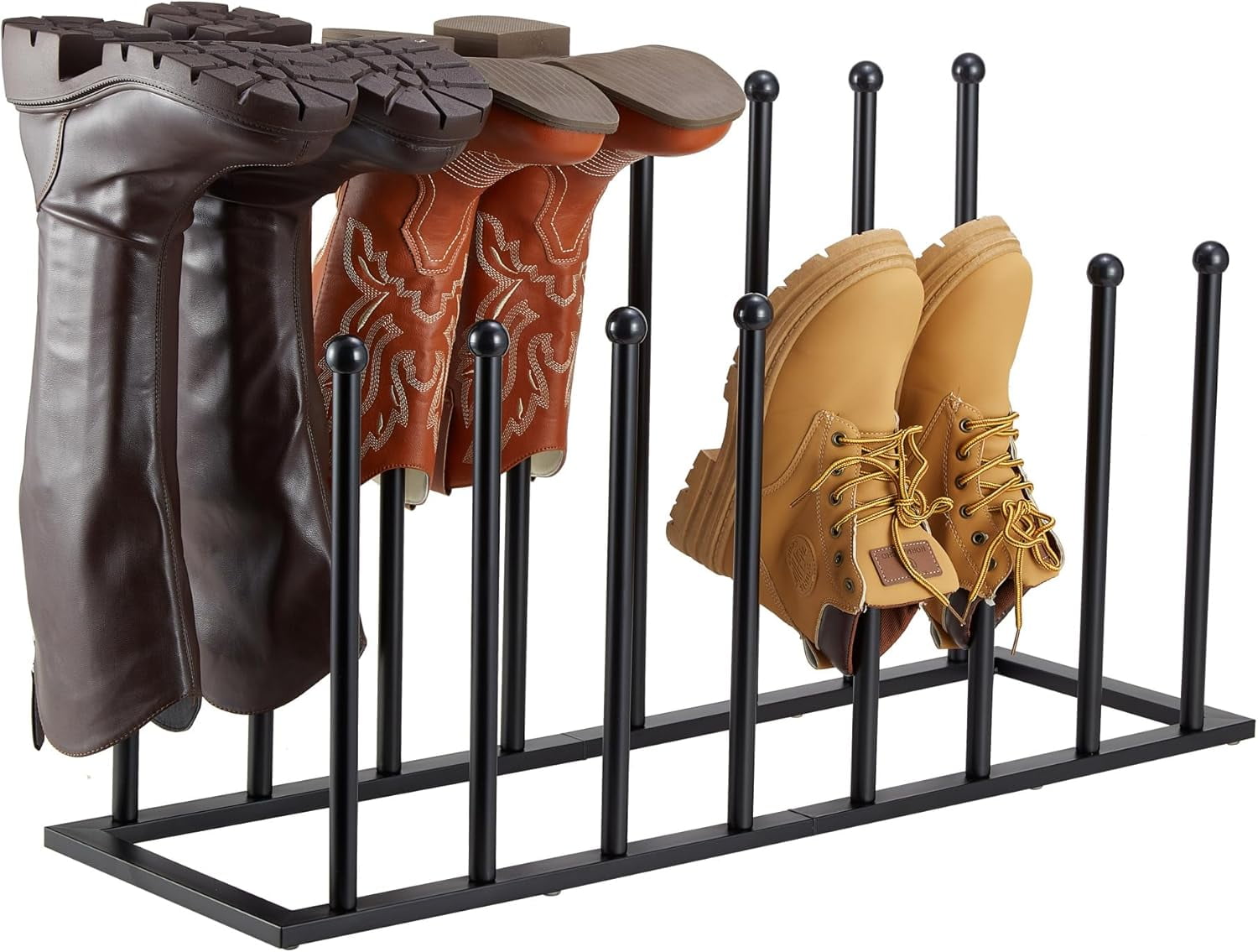 Boot Rack Organizer for Tall Boots, 8 Pairs Metal Free Standing Shoe ...
