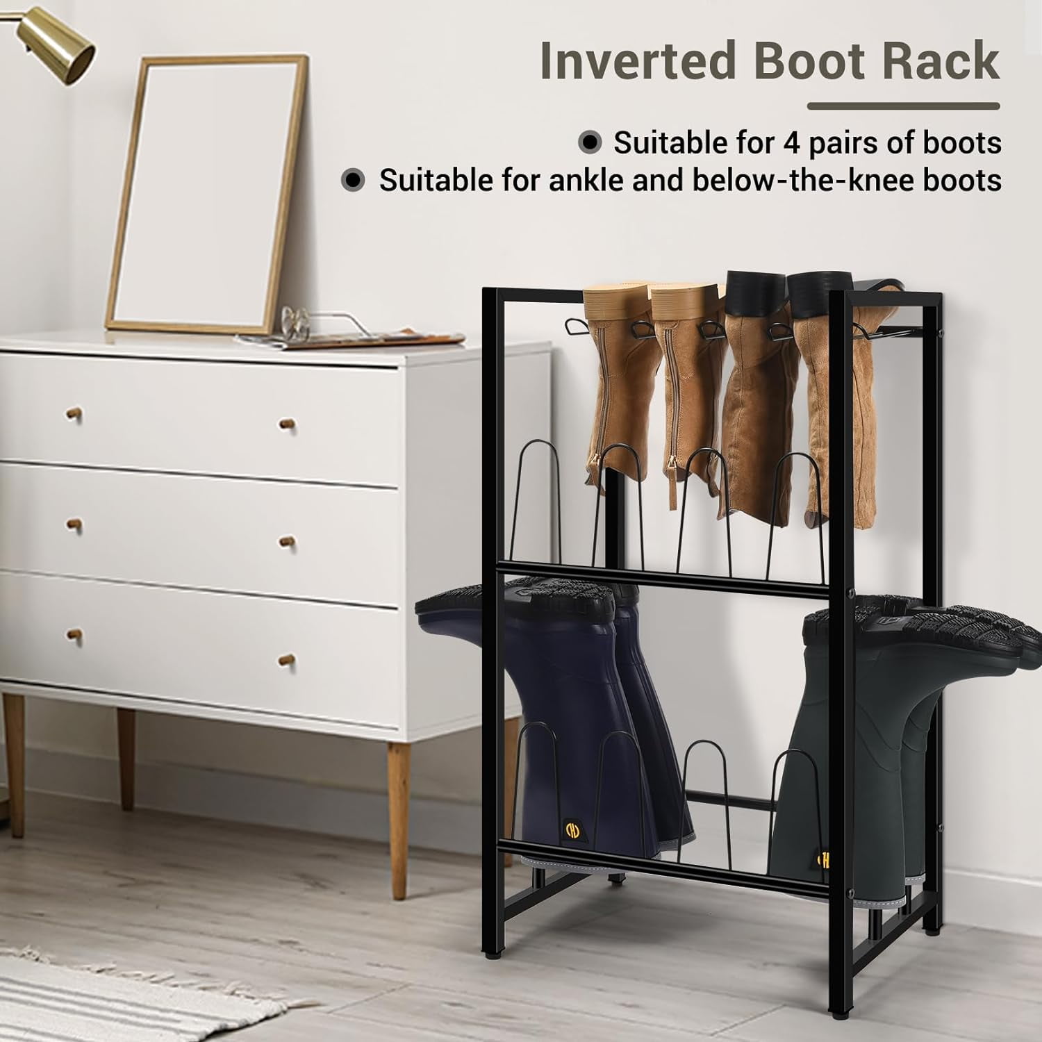 Boot Rack Shoe Organizer, Black Metal Free Standing Shoe Rack for ...