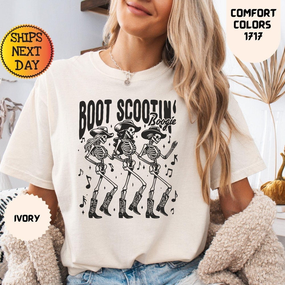 Boot Scootin Boogie Shirt, Country Music Tee, Dancing Skeleton Shirt ...