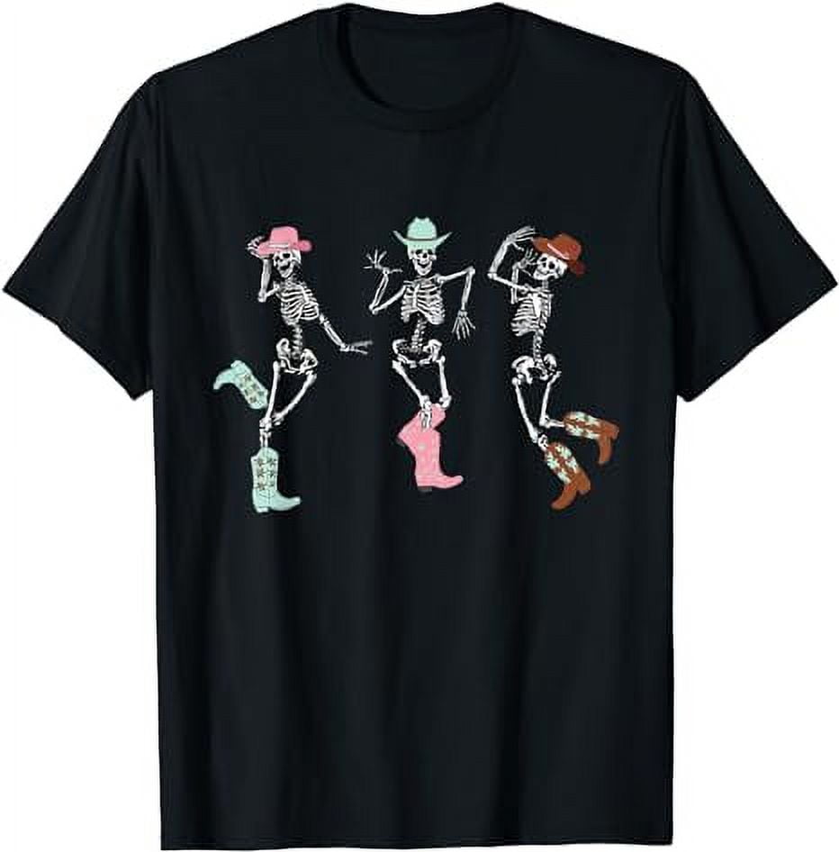 Boot Scootin Skeleton Dancing Halloween Cowboy Western Women T-Shirt ...