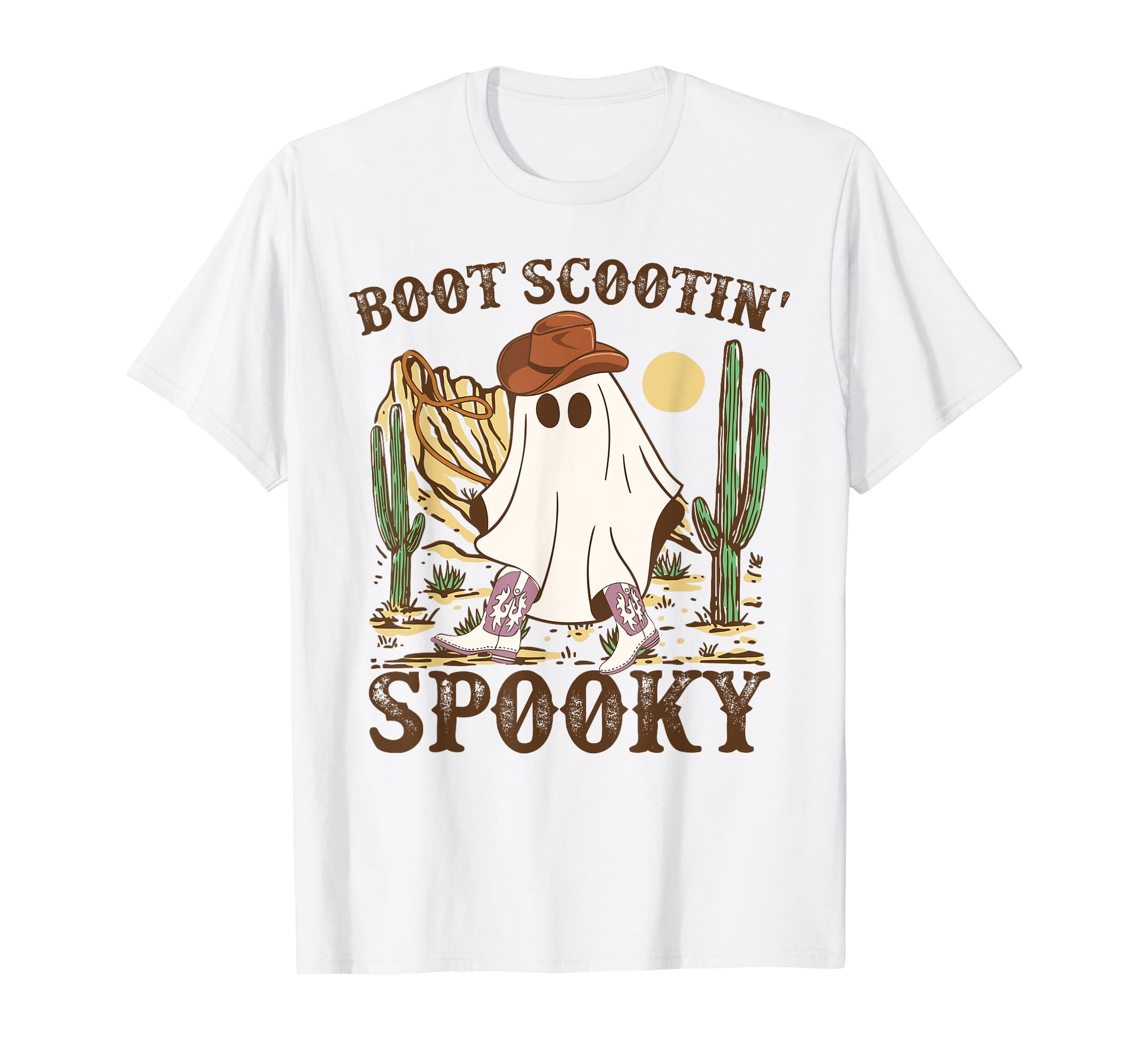 Boot Scootin' Spooky Ghost Western Cowboy Funny Halloween T-Shirt ...