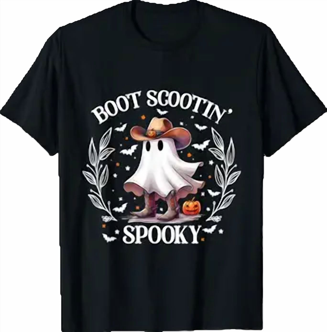 Boot Scootin Spooky Retro Western Funny Halloween Cute Ghost T-Shirt ...