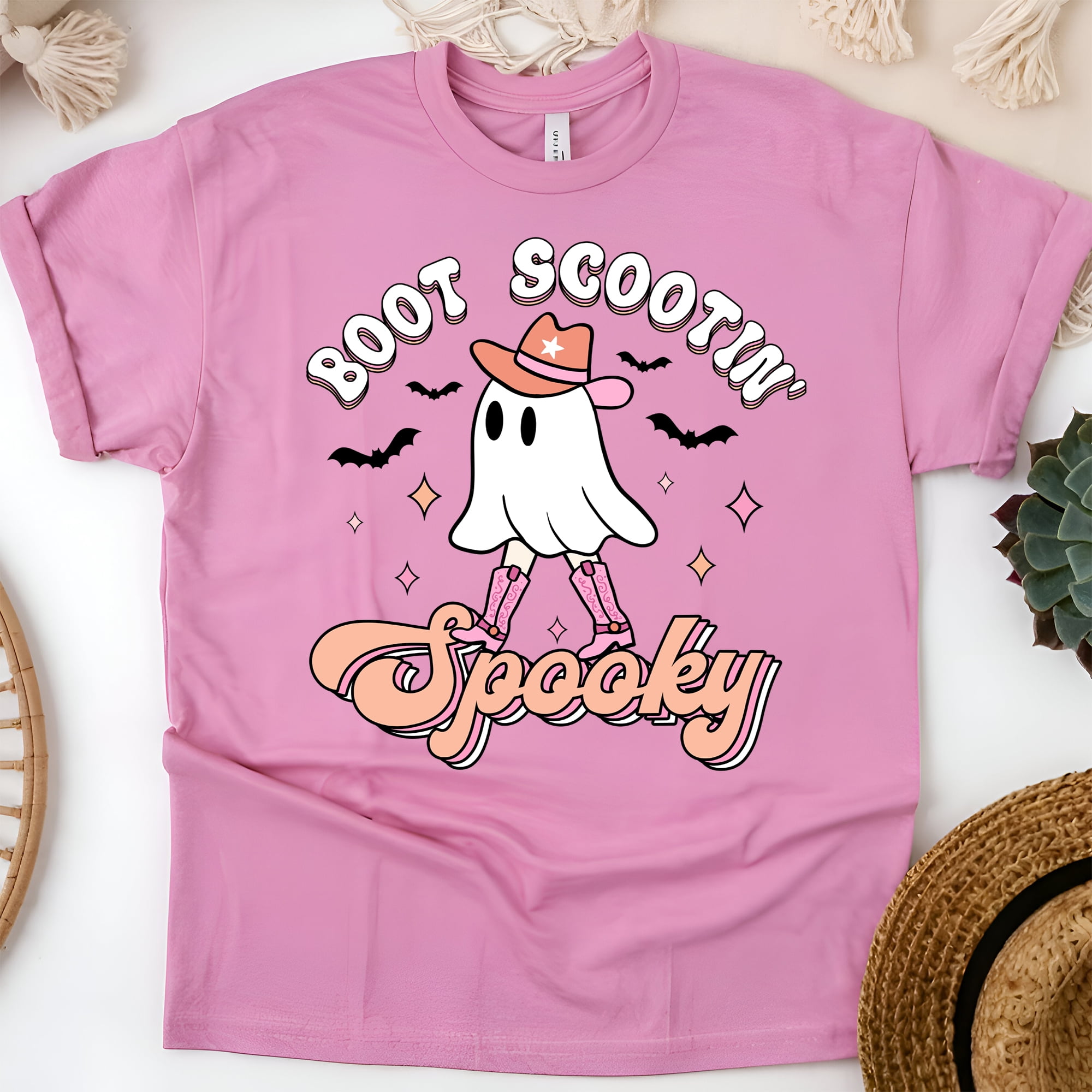 Boot Scootin’ Spooky T-Shirt | Cute Cowgirl Ghost Pink Western ...