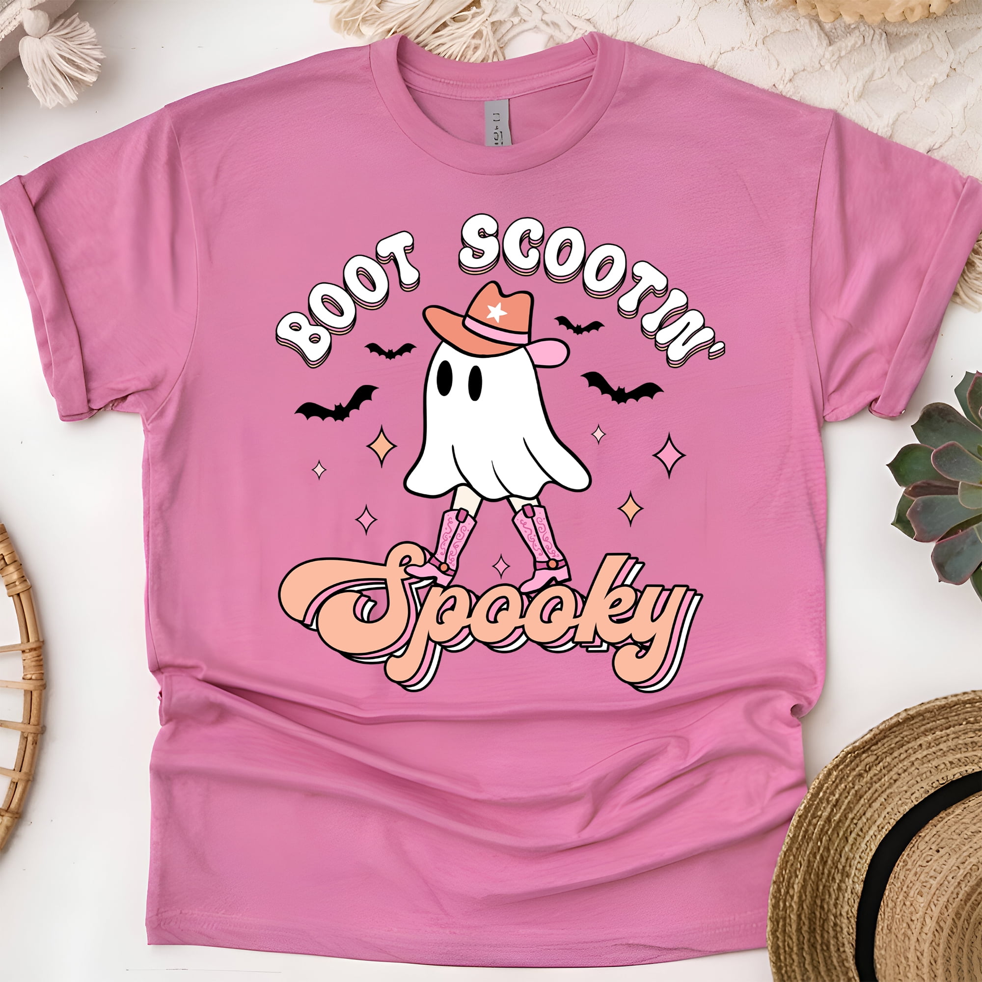 Boot Scootin’ Spooky T-Shirt | Cute Cowgirl Ghost Pink Western ...