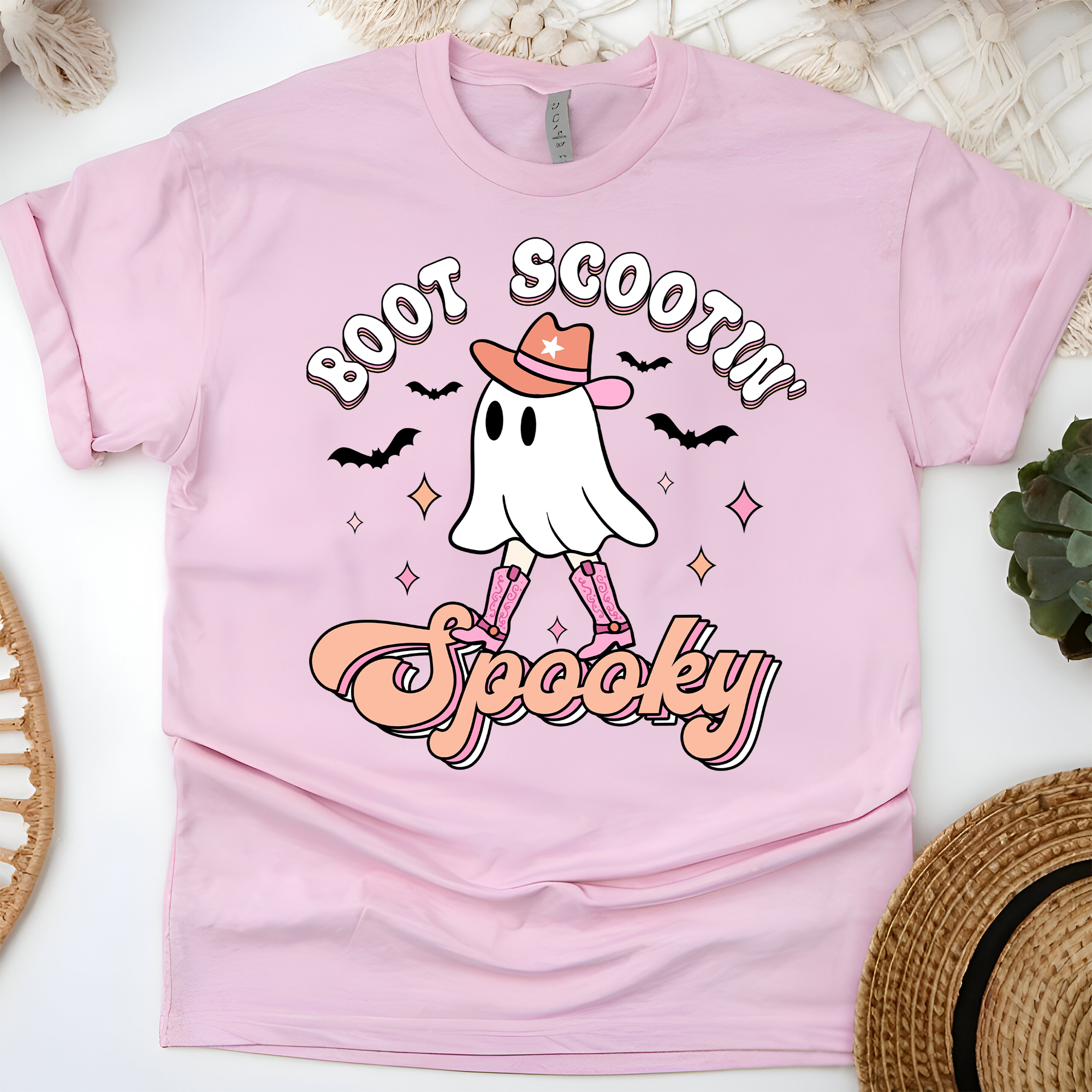 Boot Scootin’ Spooky T-Shirt | Cute Cowgirl Ghost Pink Western ...