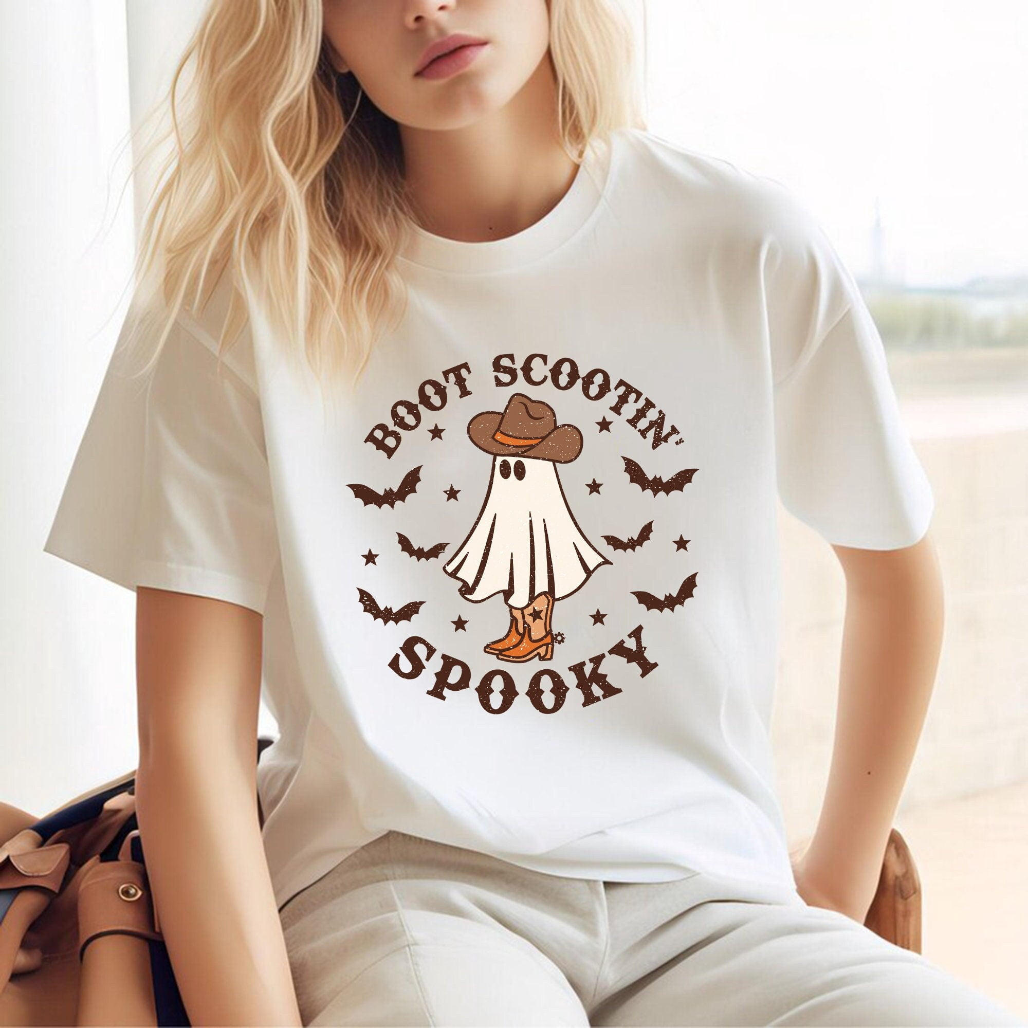 Boot Scootin Spooky T-Shirt and ,Halloween Shirt ,Cowboy Ghost Shirt ...
