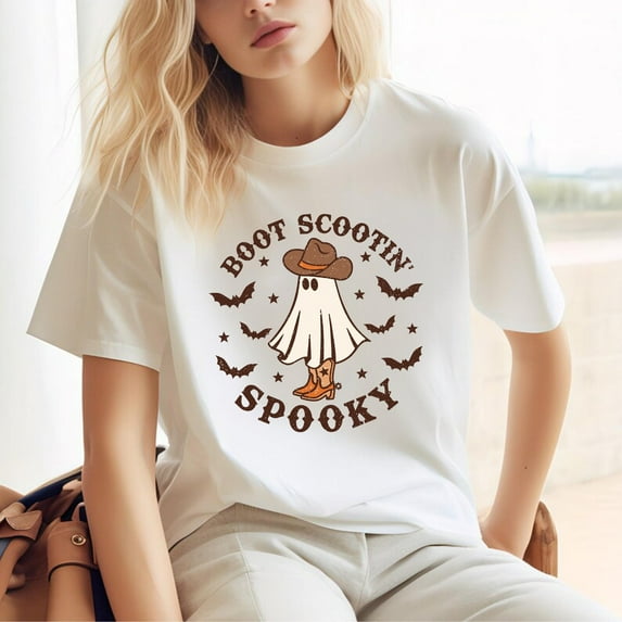 Boot Scootin Spooky T-Shirt and ,Halloween Shirt ,Cowboy Ghost Shirt ...