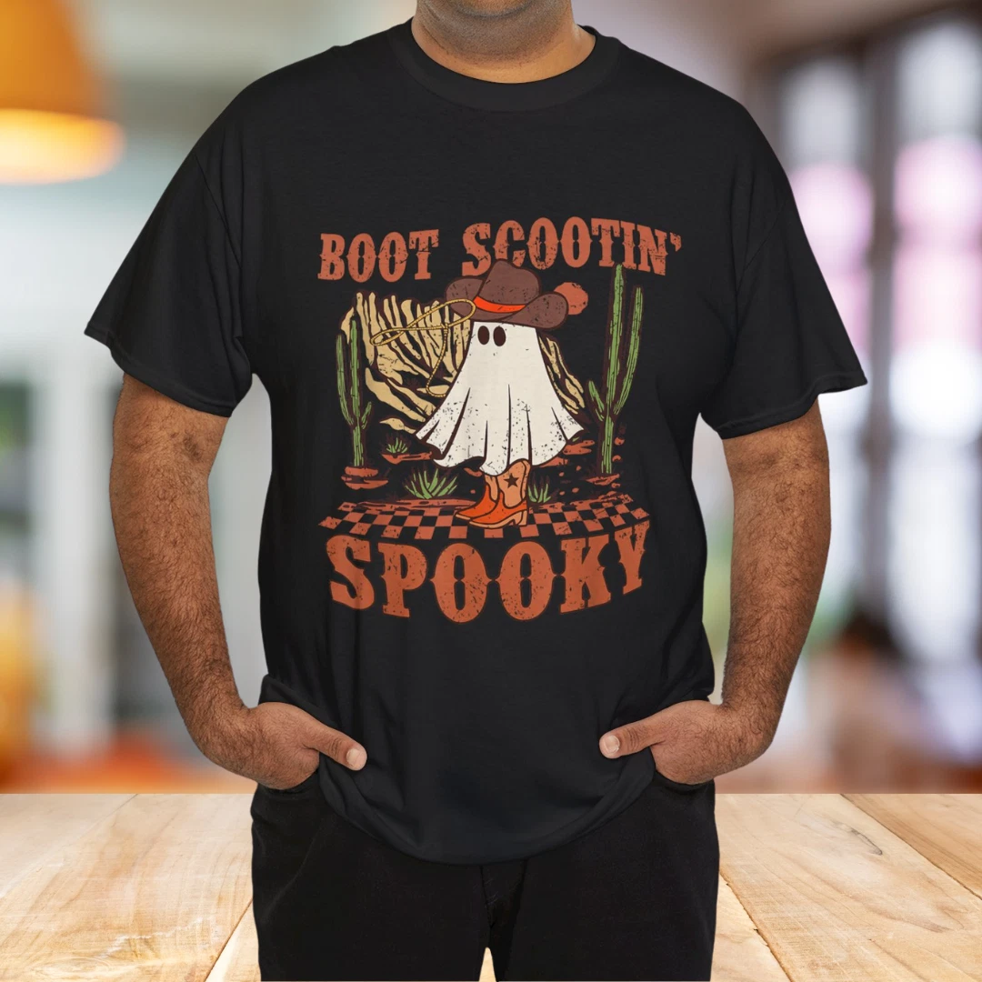 Boot Scootin Spooky Western Halloween Ghost Spooky Season T-Shirt ...