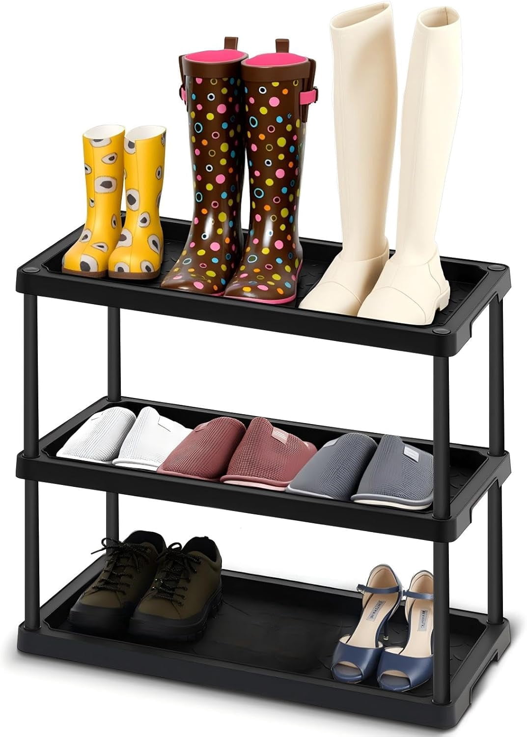 Boot Shoe Organizer Rack Plastic Boot Tray Large Waterproof Utility ...