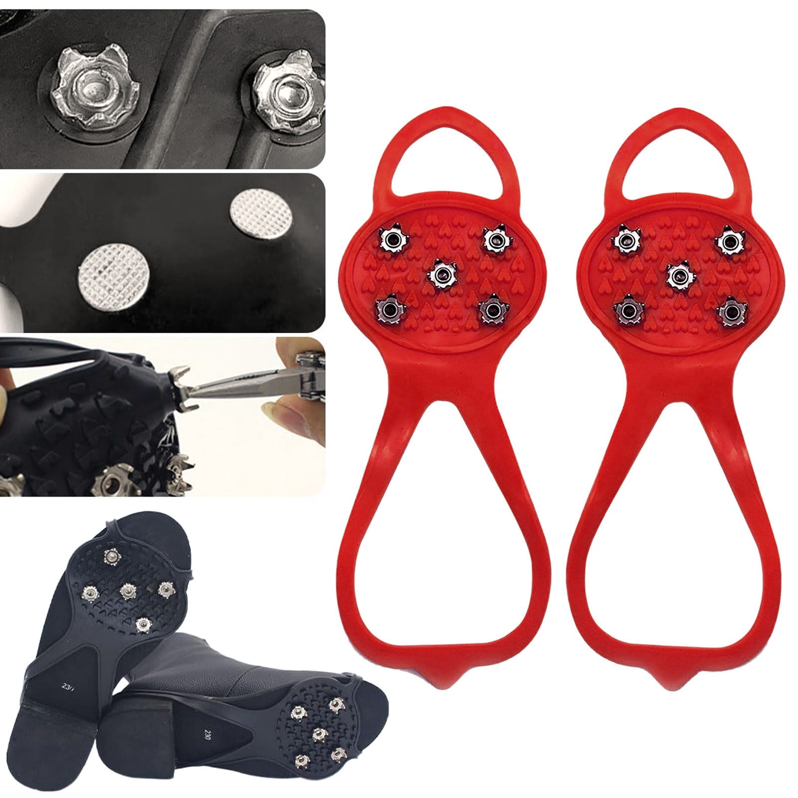 Boot Spikes Non Slip Gripper Spike Ice Cleats for Shoes Boots Hiking ...