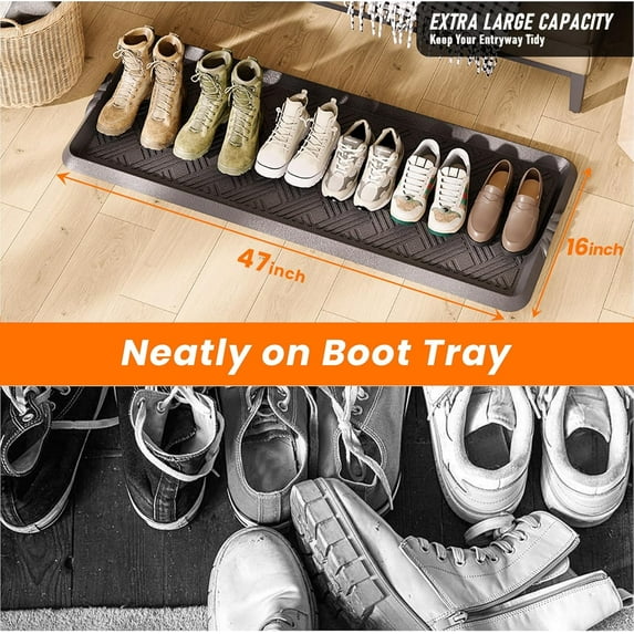 Boot Tray Mat 47 x 16 Indoor Outdoor Rubber Mat, Smart Savings Option ...